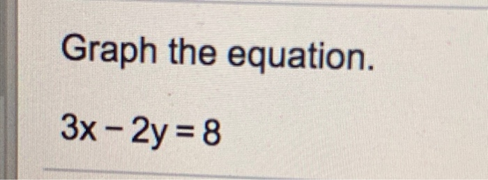 Solved Graph the equation. 3x – 2y = 8 | Chegg.com