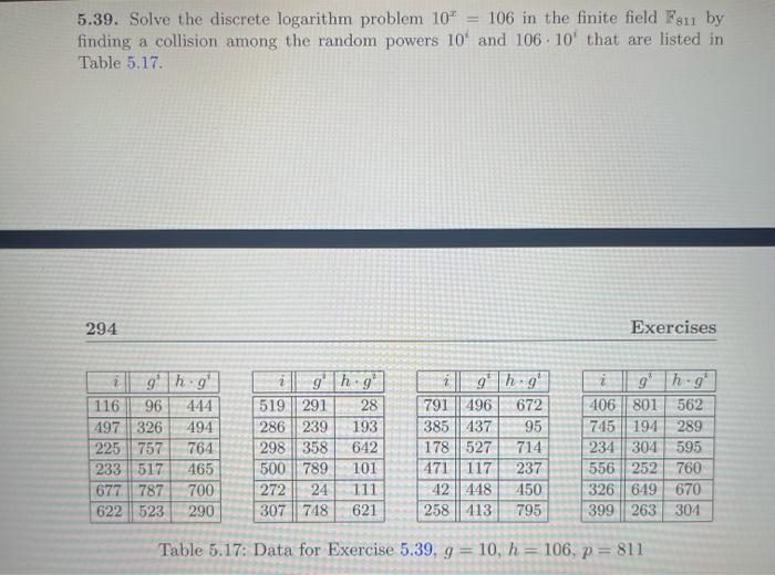 Solved 539 Solve The Discrete Logarithm Problem 10 106 