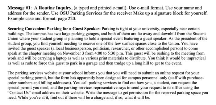 Message \#1: A Routine Inquiry, (a typed and printed | Chegg.com