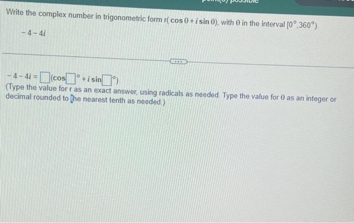 Solved Write the complex number in trigonometric form | Chegg.com
