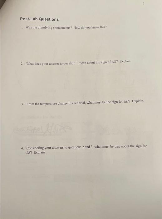 Lab Report Entropy Change Estimation: Entropy of | Chegg.com