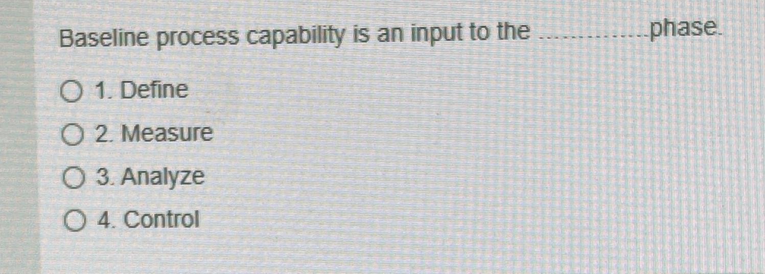 Solved Baseline process capability is an input to the | Chegg.com