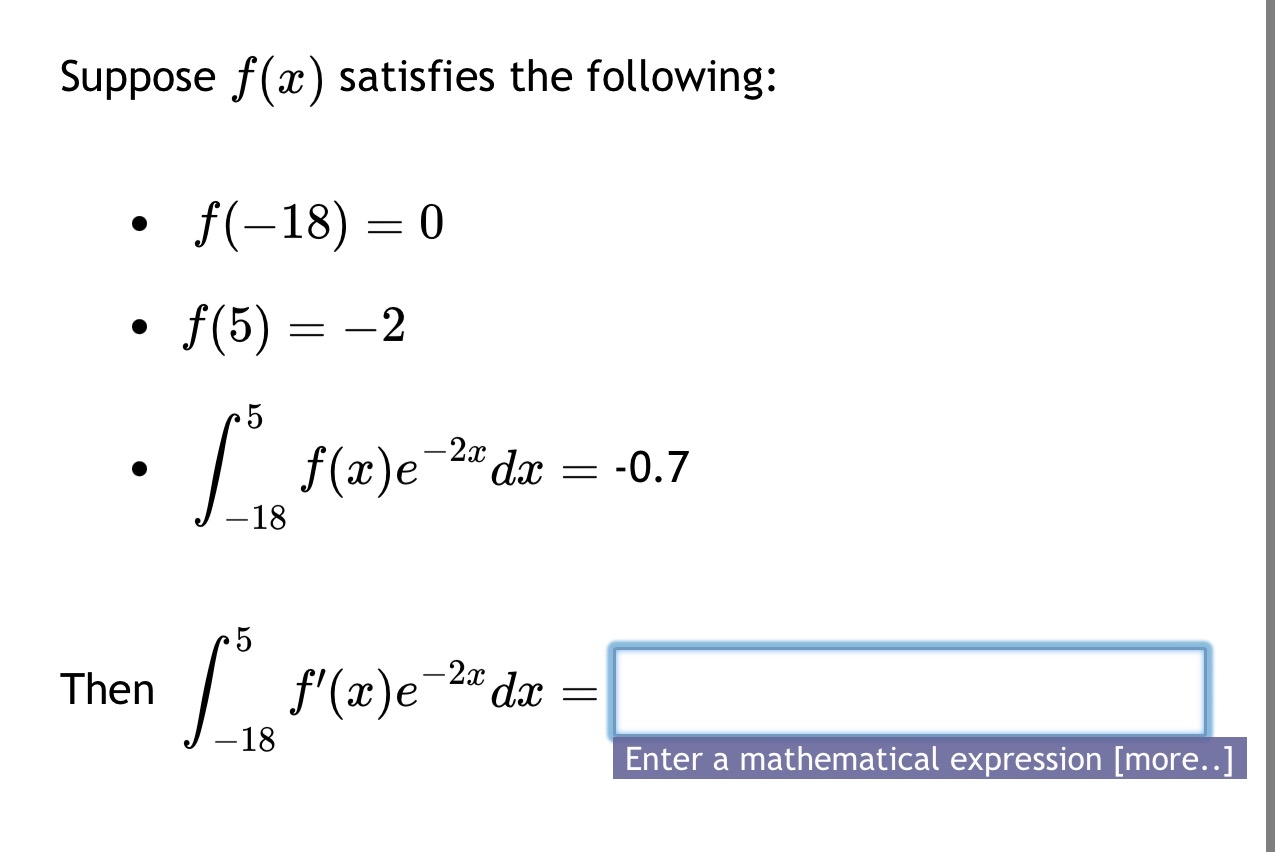 Solved Suppose f(x) ﻿satisfies the | Chegg.com