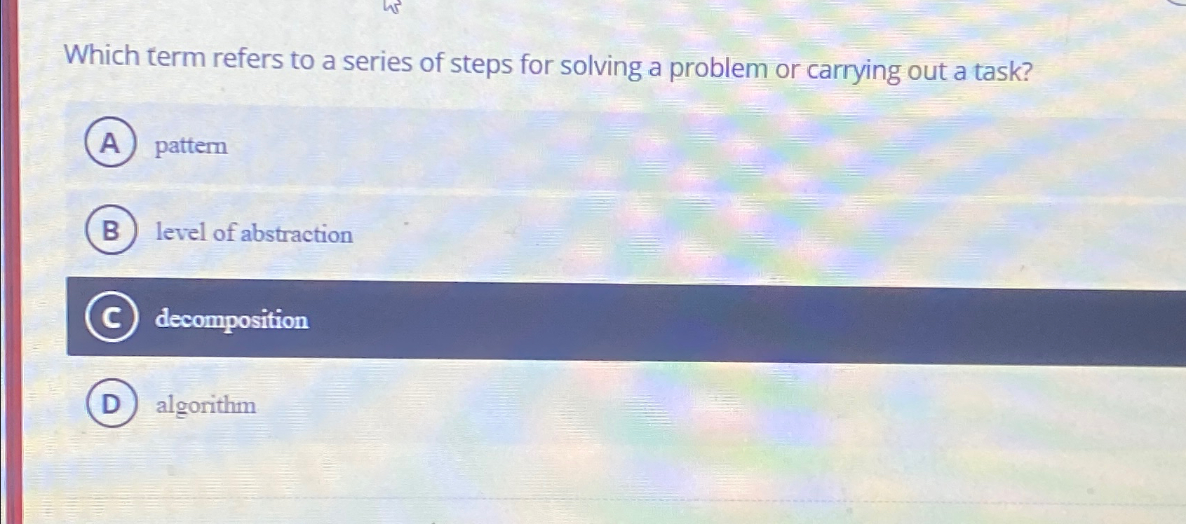 Solved Which term refers to a series of steps for solving a | Chegg.com