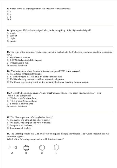 Solved heptet 6. Which of the following compounds best fits | Chegg.com