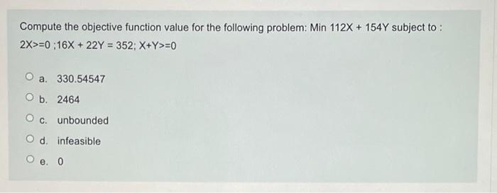 Solved Compute the objective function value for the | Chegg.com