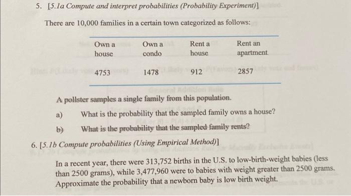 Solved 5. [5.la Compute and interpret probabilities | Chegg.com