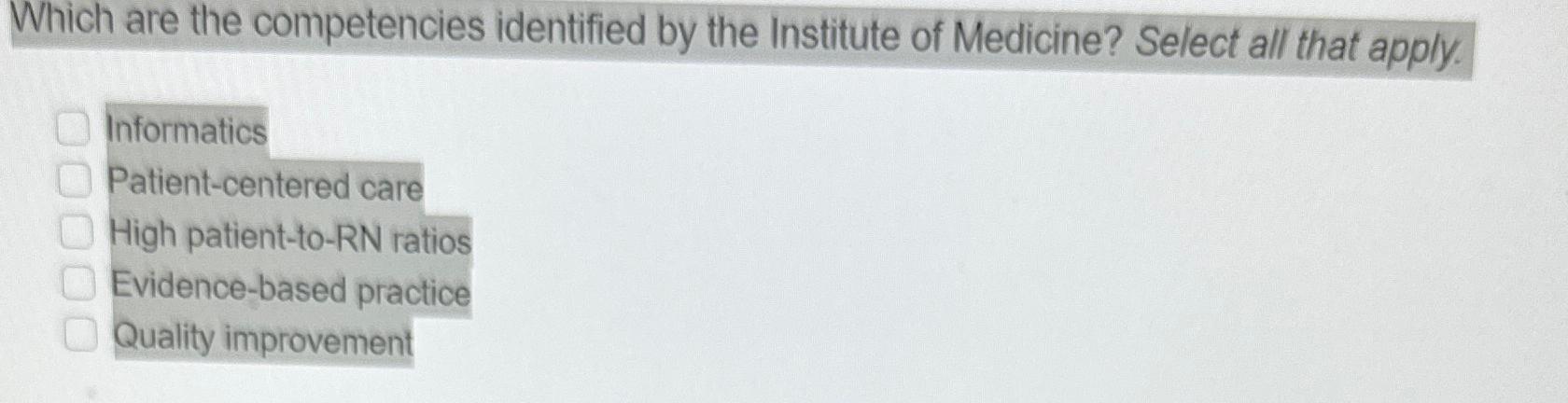 Solved Which are the competencies identified by the | Chegg.com