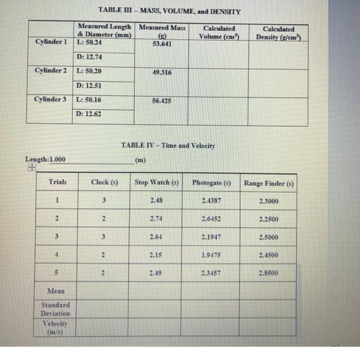 Solved TABLET - MASS AND DIMENSIONS 1 Mass Measurement 2nd | Chegg.com