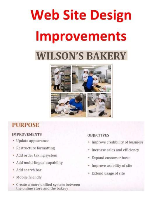 Web Site Design Improvements WILSON'S BAKERY PURPOSE | Chegg.com