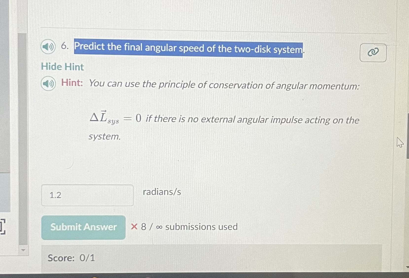 Solved Predict the final angualr speed of the two disk | Chegg.com