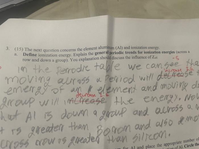 Solved 3. (15) The next question concerns the element | Chegg.com