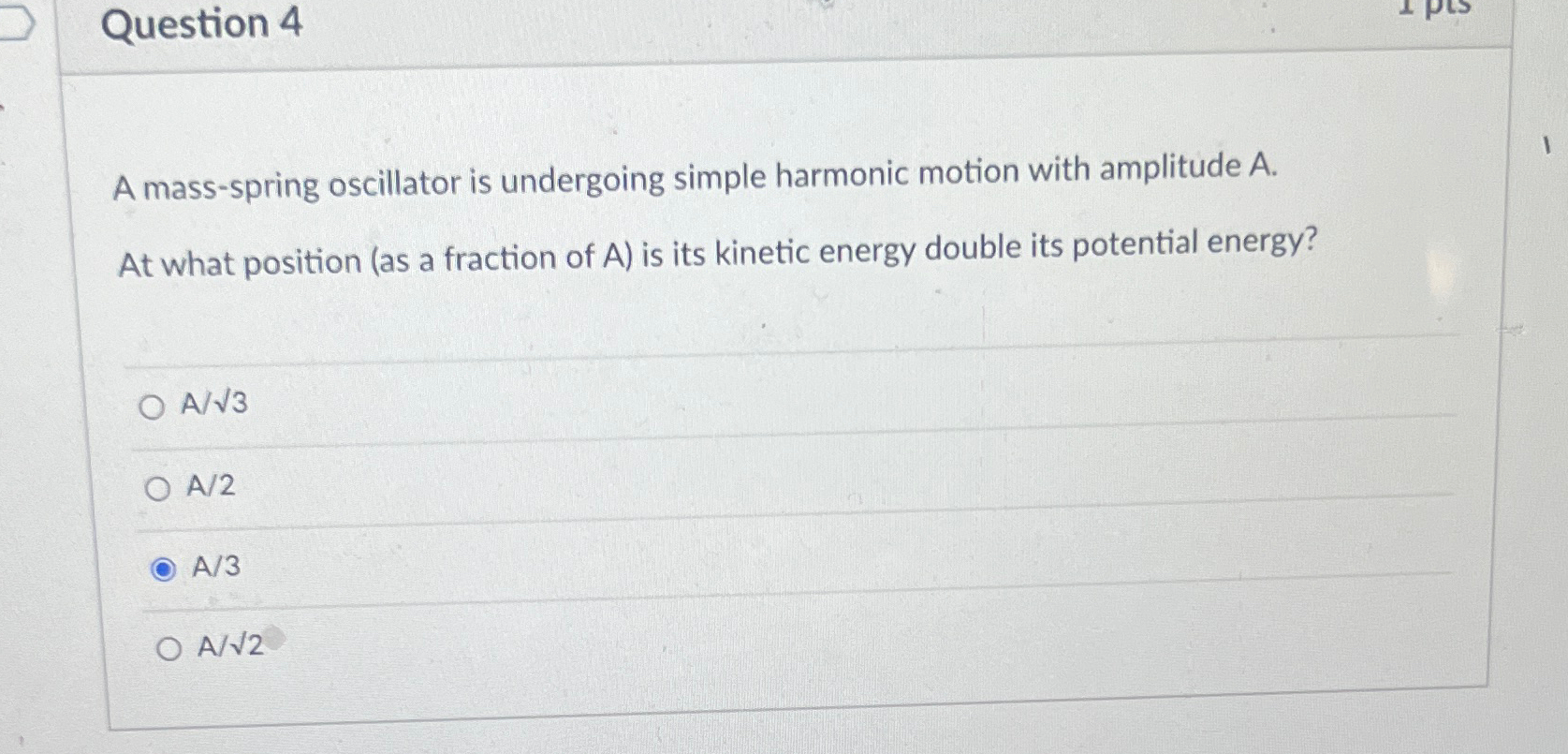 Solved the answer is A/sqrt(3) ﻿but i dont know how to get | Chegg.com