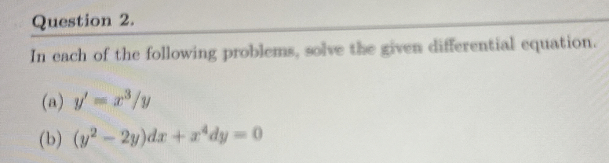 Solved Question 2.In each of the following problems, solve | Chegg.com