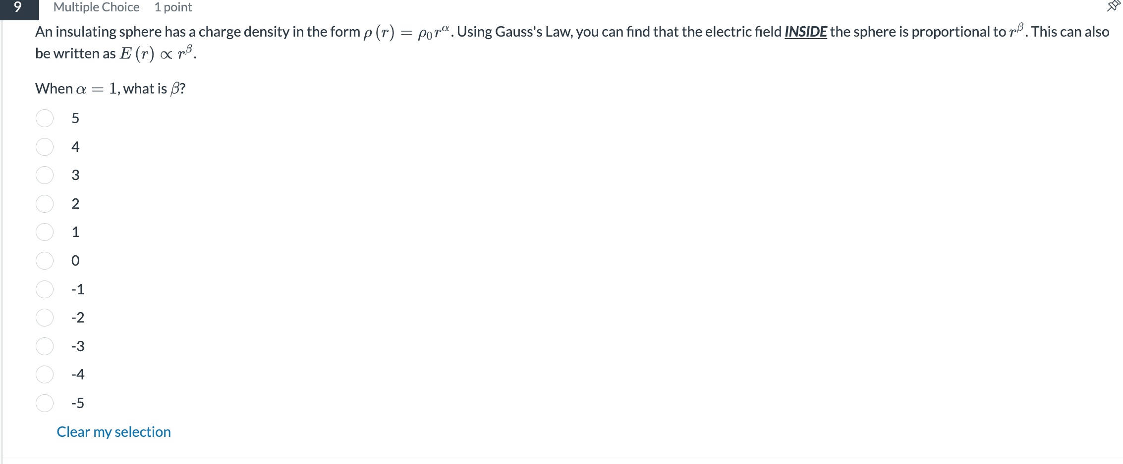 Solved 9, ﻿Multiple Choice 1 ﻿pointAn ﻿insulating sphere has | Chegg.com