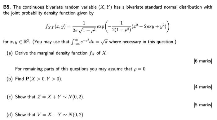 Solved P(-201-27 -2pxy + y2)) B5. The continuous bivariate | Chegg.com