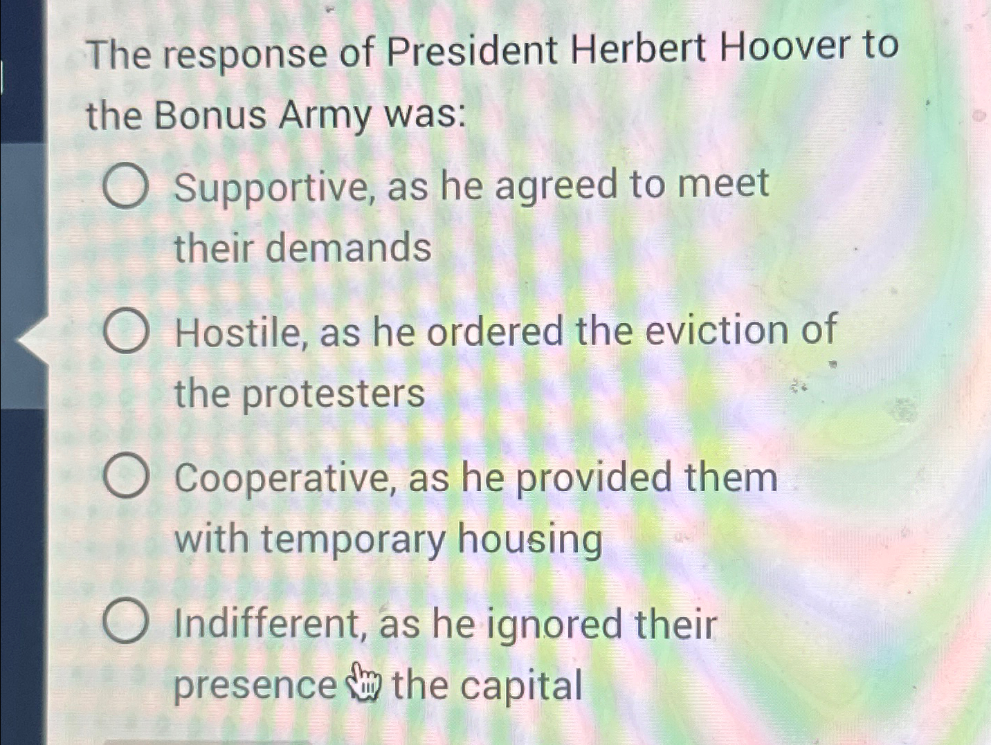 Solved The response of President Herbert Hoover to the Bonus | Chegg.com