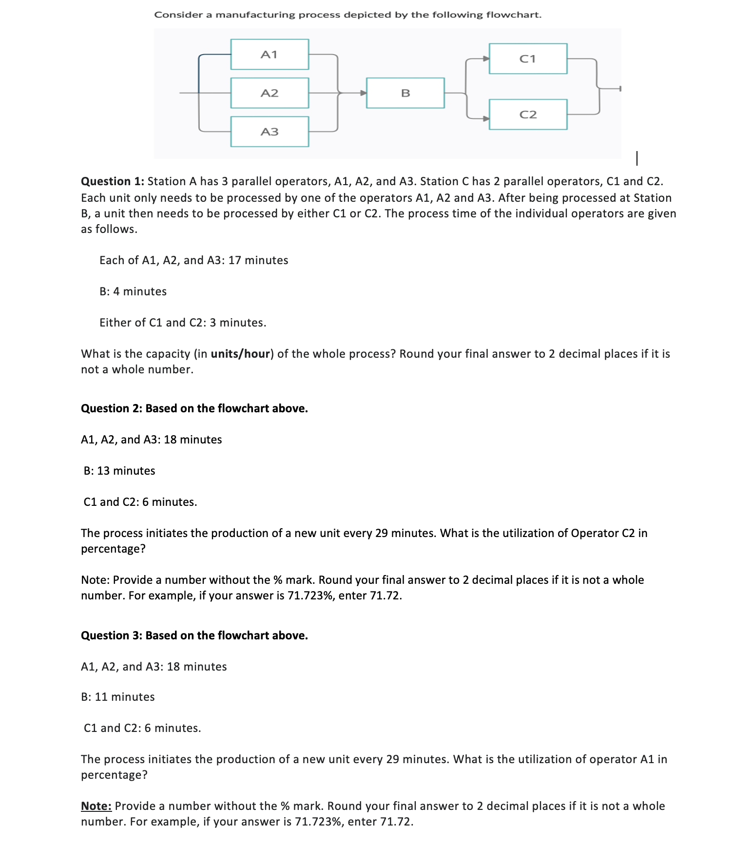 Solved Question 1: Station A has 3 ﻿parallel operators, A1, | Chegg.com