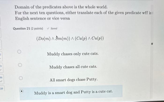 Solved Domain of the predicates above is the whole world. | Chegg.com