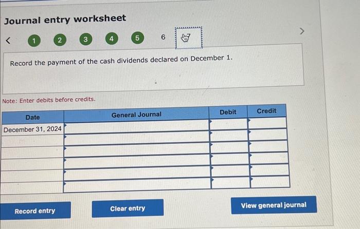 Solved Journal entry worksheet 1 2 3 4 5 Record the payment | Chegg.com