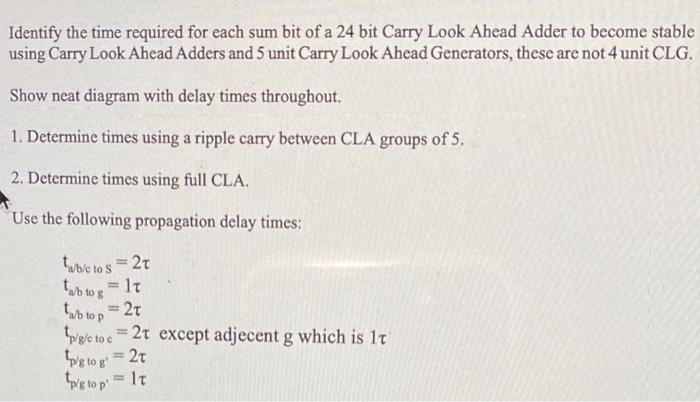Solved Identify the time required for each sum bit of a 24 | Chegg.com