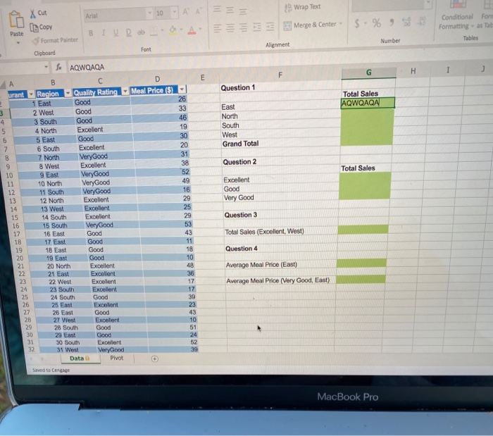 Solved X Cut Arial 10 - A A E Wrap Text Merge & Center - $ - | Chegg.com