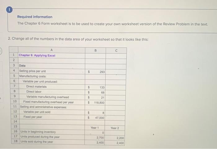 Solved Required information The Chapter 6 Form worksheet is | Chegg.com