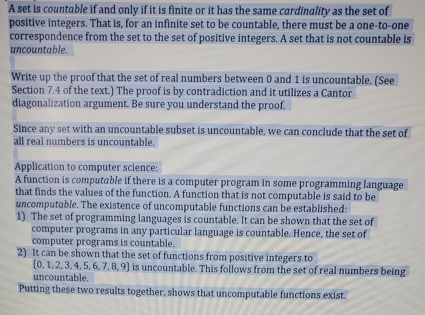 Solved A set is countable if and only if it is finite or it | Chegg.com