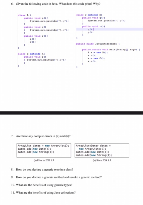 Solved 6. Given the following code in Java. What does this | Chegg.com