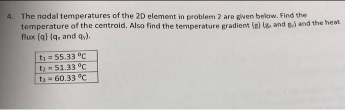4. The nodal temperatures of the 2D element in | Chegg.com