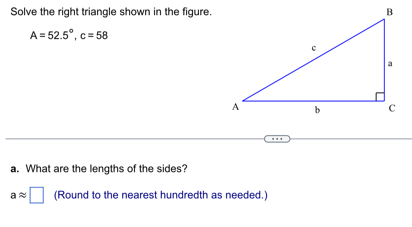 Solved Solve the right triangle shown in the | Chegg.com