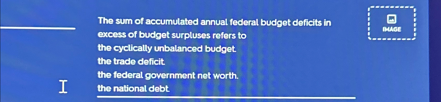 Solved The sum of accumulated annual federal budget deficits | Chegg.com