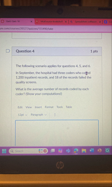 Quiz Quiz 10VitalSource Bookshelf:Spreadsheet | Chegg.com