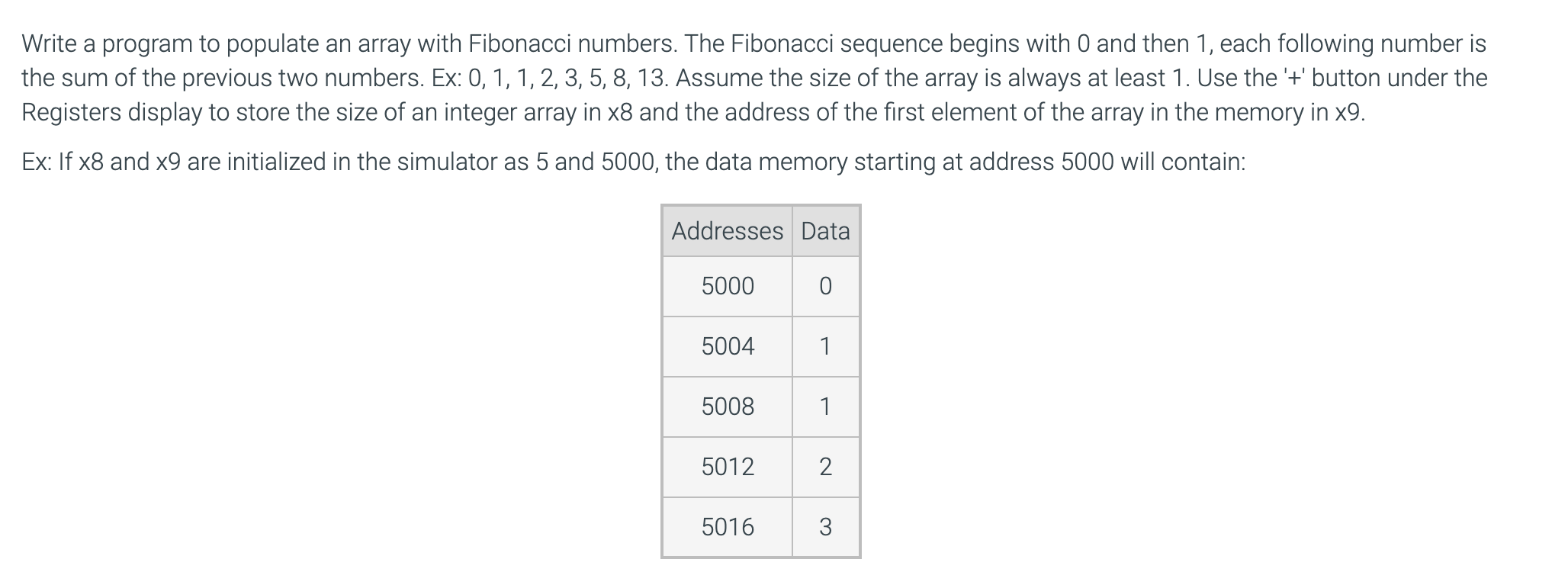 Write a program to populate an array with Fibonacci | Chegg.com