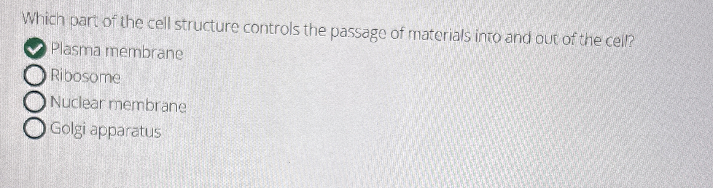 Solved Which part of the cell structure controls the passage | Chegg.com