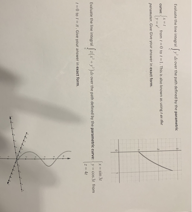Solved 3 Evaluate the line integral ds over the path defined | Chegg.com
