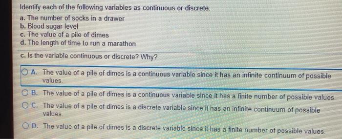 Solved Identify each of the following variables as | Chegg.com