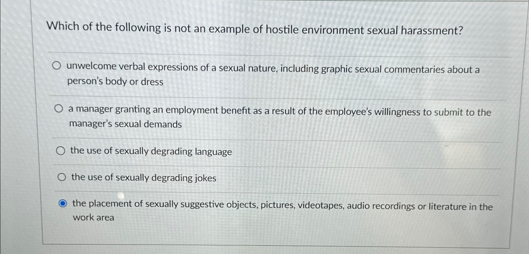 Solved Which of the following is not an example of hostile | Chegg.com