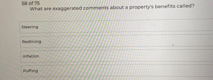 Solved 58 of 75 What are exaggerated comments about a | Chegg.com