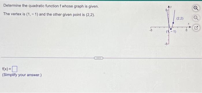 Solved Determine the quadratic function f whose graph is | Chegg.com