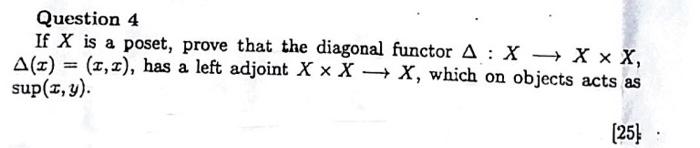 Solved Question 4 If X is a poset, prove that the diagonal | Chegg.com