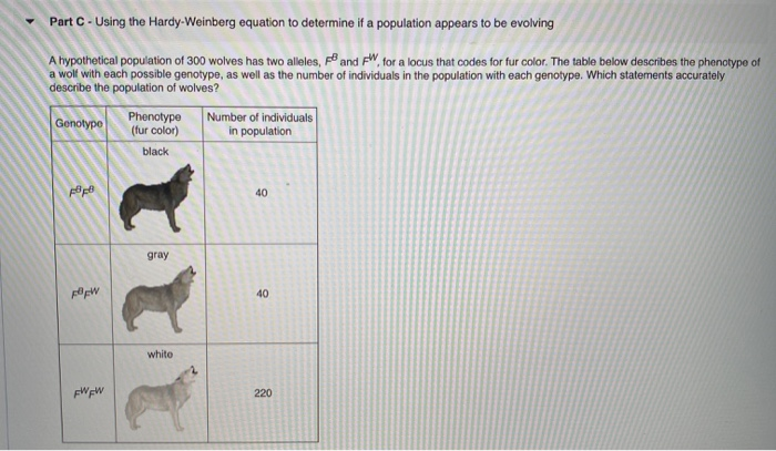 Solved Part C. Using the Hardy-Weinberg equation to | Chegg.com