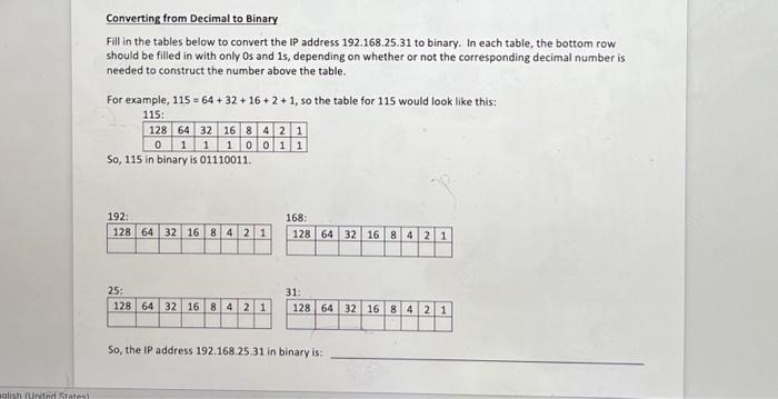 Subnetting For each IP address and subnet mask below, | Chegg.com