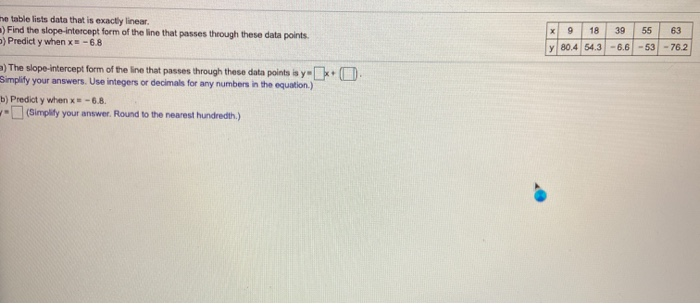 Solved the table lists data that is exactly linear. a) Find | Chegg.com