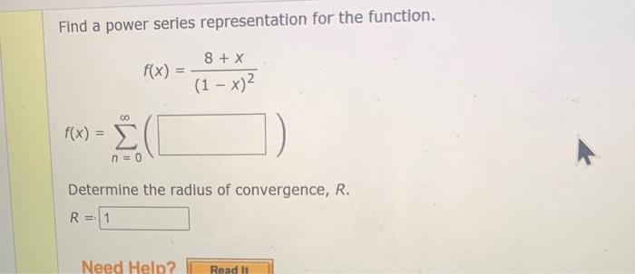 Solved Find A Power Series Representation For The Function