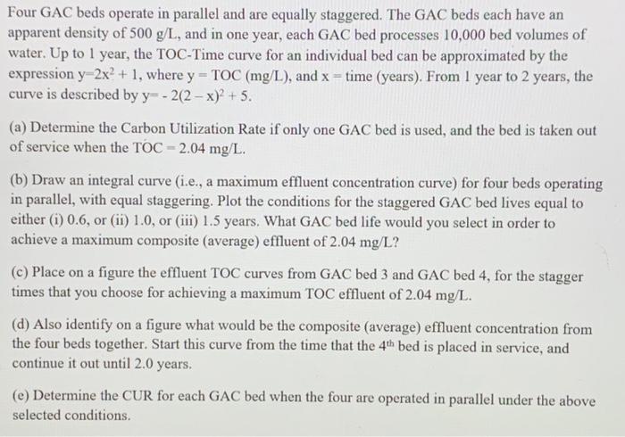 Solved Four GAC beds operate in parallel and are equally | Chegg.com