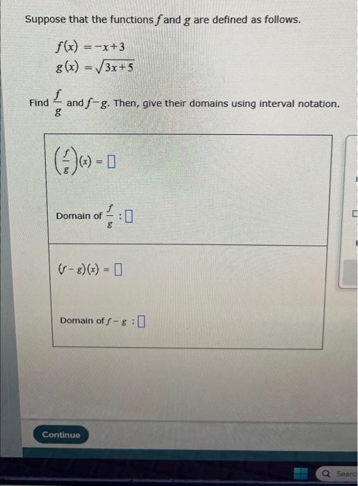 Solved Suppose that the functions fand g are defined as | Chegg.com