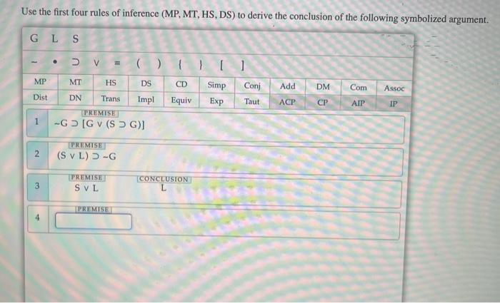 Use The First Four Rules Of Inference Mp Mt Hs 5977