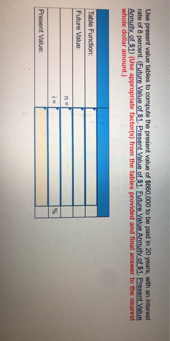 Solved Use present value tables to compute the present value | Chegg.com