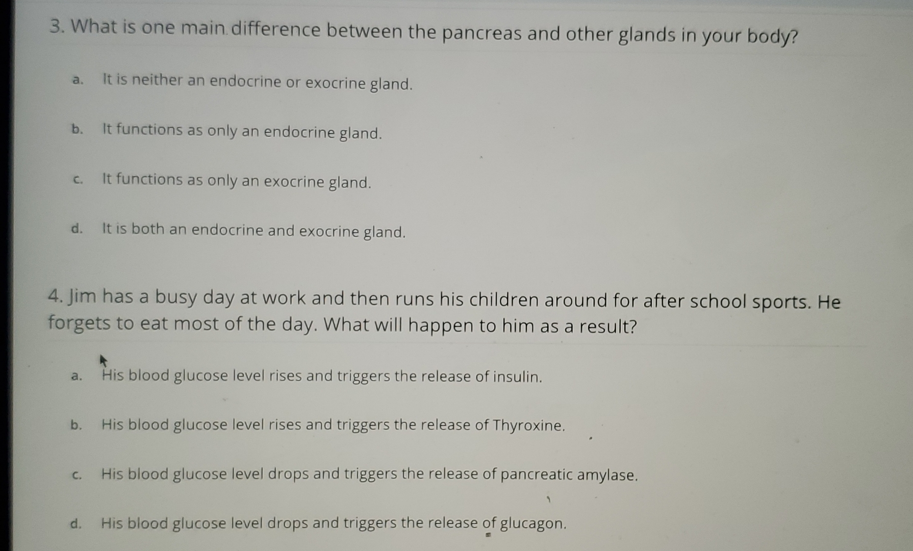 Solved What is one main difference between the pancreas and | Chegg.com